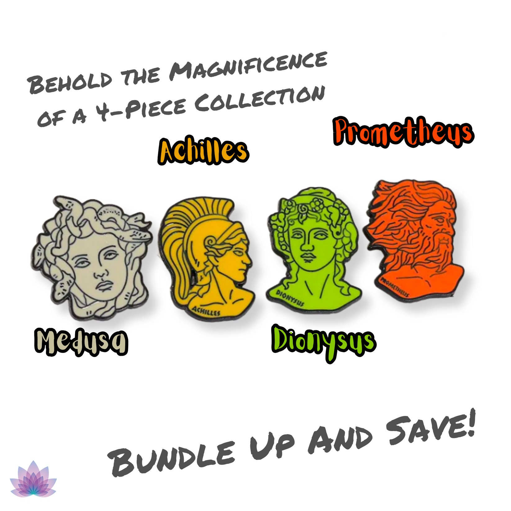 4 Piece Set Greek Mythology Pins • Apollo Tarot Shop 🪷