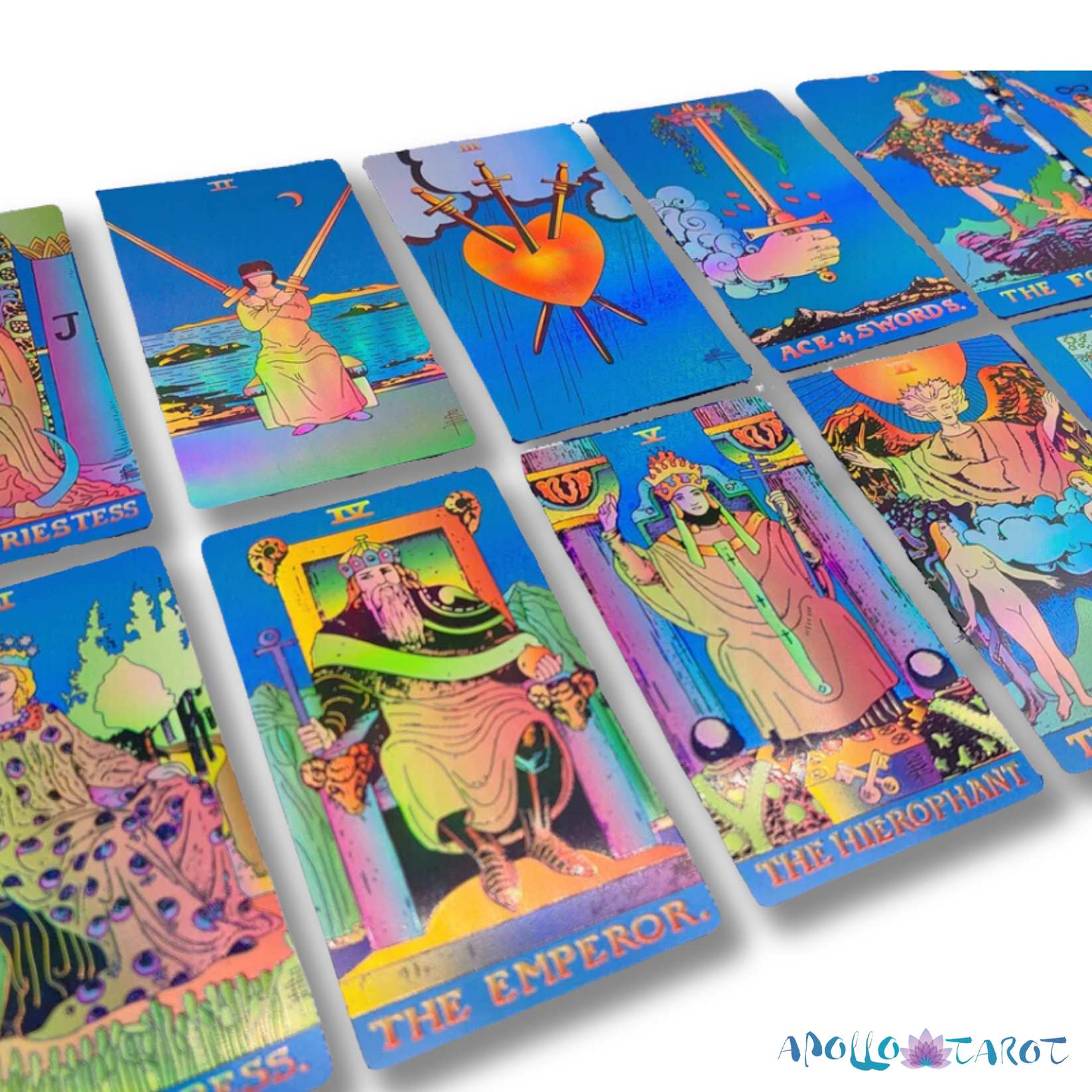 Electric Blue Gold Foil Tarot Card Deck, Waite Cards • Apollo Tarot