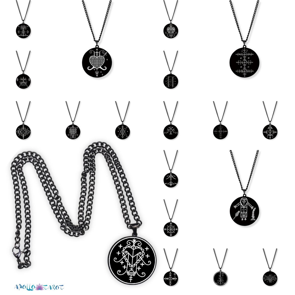 Voodoo Veve Symbols Necklace • Magick Sigil Pendant • Apollo Tarot