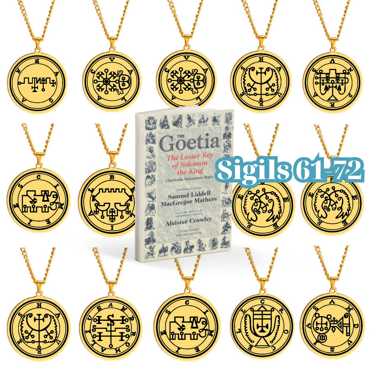 Gold Necklace With Seals Of The Lesser Key of Solomon | Apollo Tarot